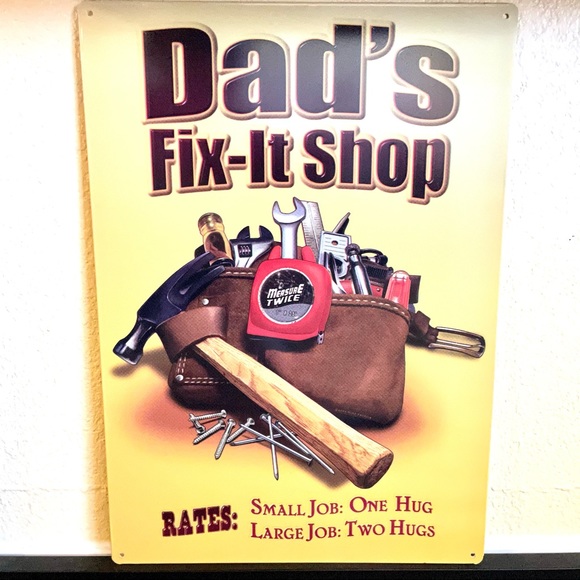 Wall Decor | New Dads Fixit Shop Metal Sign | Poshmark